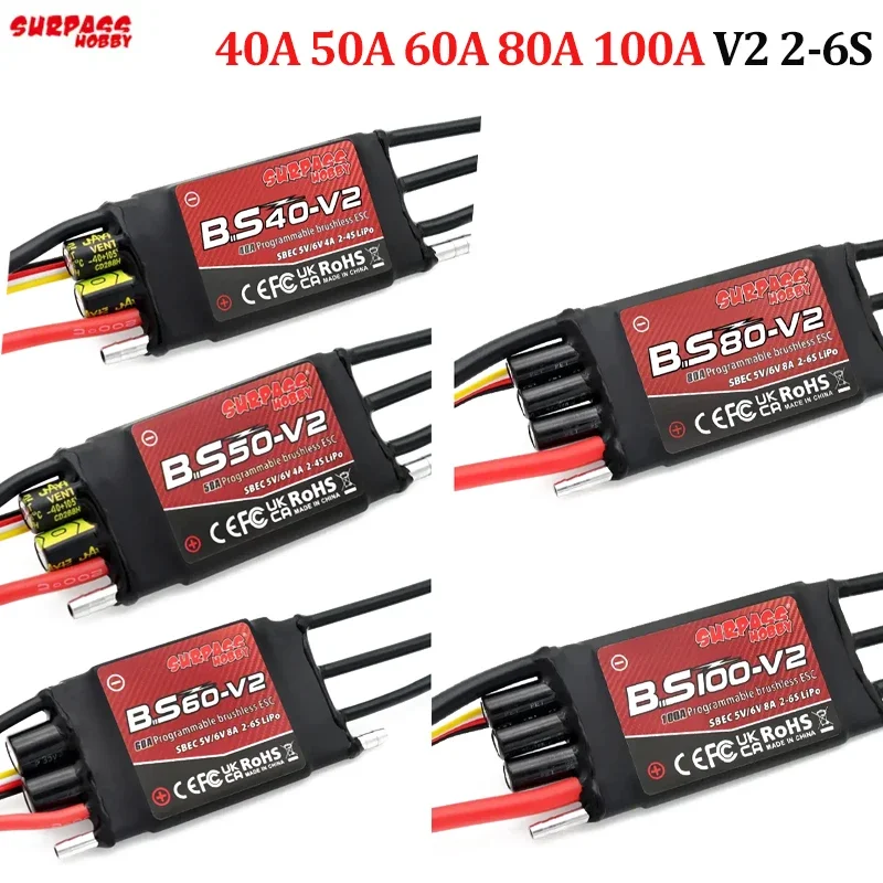 SURPASS HOBBY 40A 50A 60A 80A 100A V2 2-6S Бесщеточный ESC для моделей лодок | AliExpress
