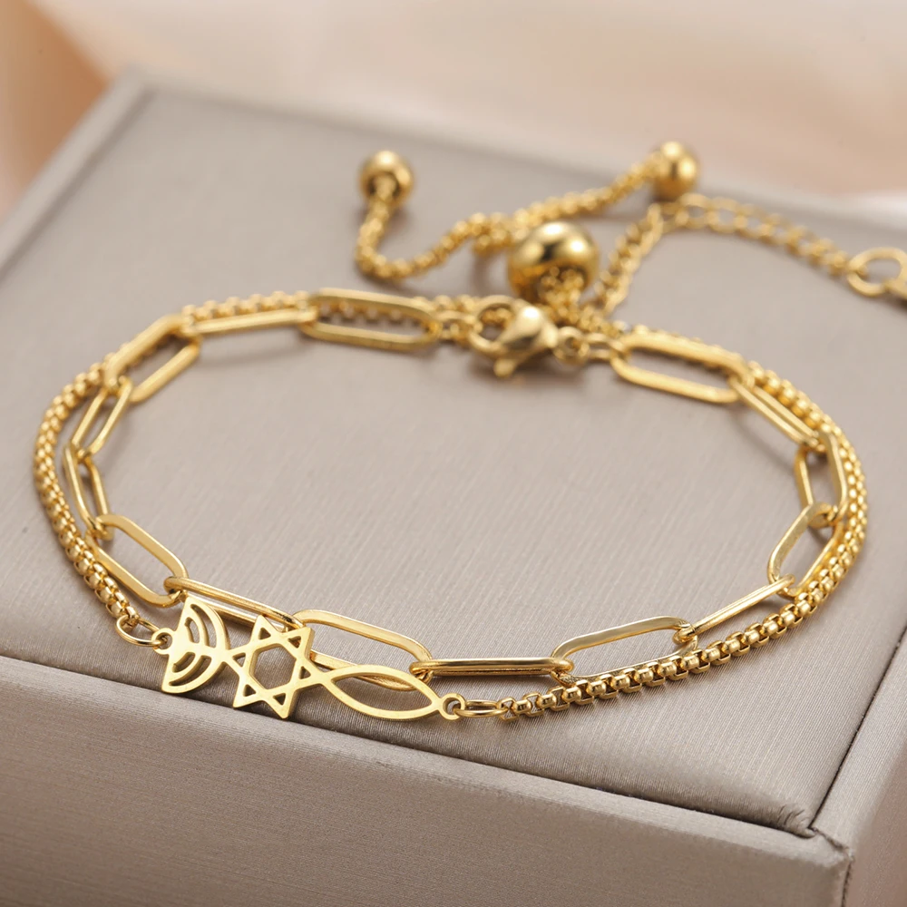 Dawapara Браслет из нержавеющей стали с менорой | AliExpress