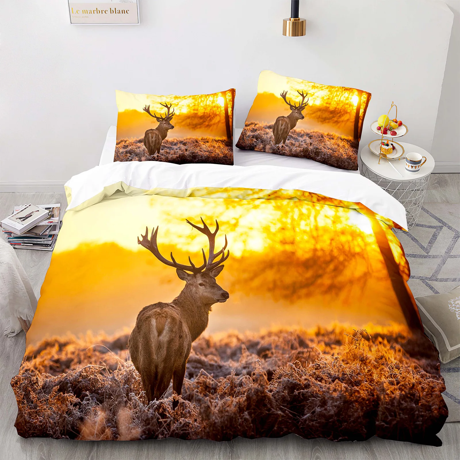 Homesky Luxury Deer Bedding Sets 3D Animal Duvet Cover Modern Style ...
