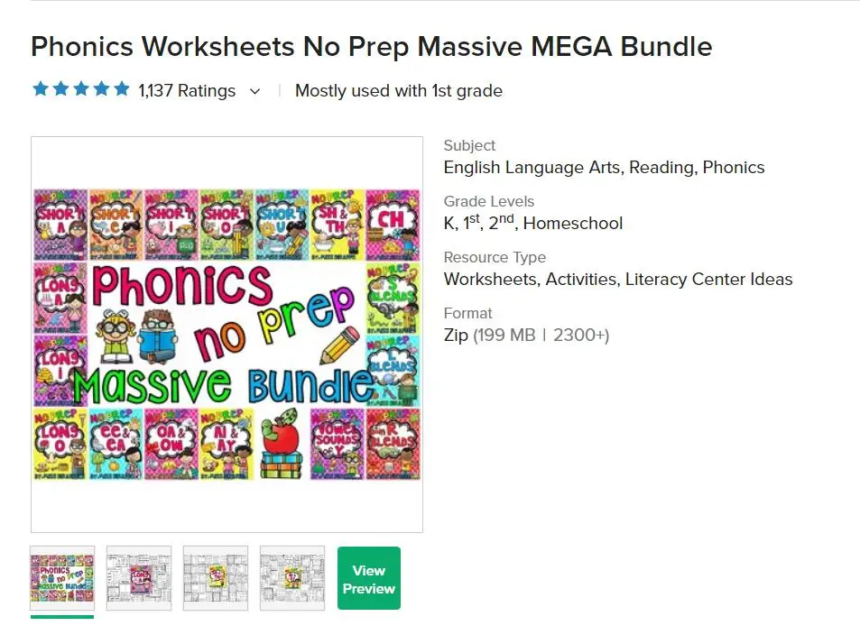 28 books Phonics No Prep Massive MEGA Bundle English Learning Kids ...
