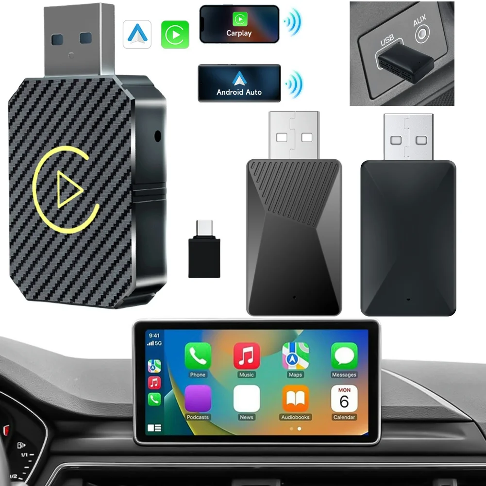 Беспроводной адаптер Carplay Android Auto USB Car Dongle Plug & Play ...