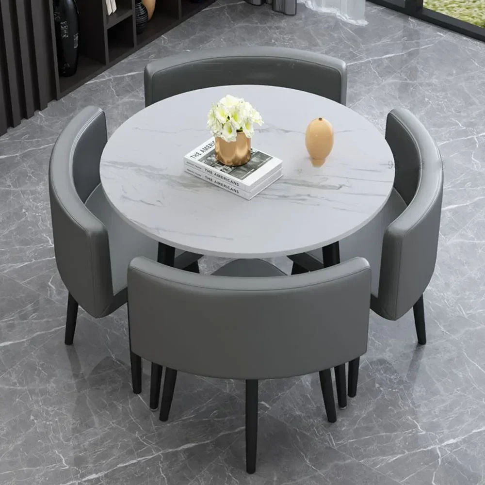 Белый круглый обеденный стол, минималистичный обеденный стол для ...