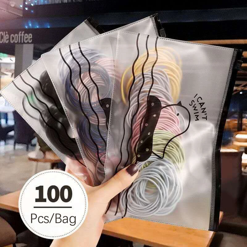 Цветная Женская эластичная резинка для волос, 100 шт., зажим для ...
