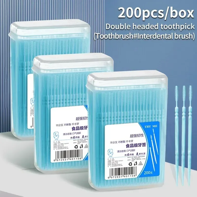 200 шт./коробка, пластиковые зубочистки с двумя головками | AliExpress