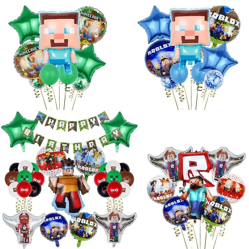 Набор воздушных шаров из алюминиевой пленки в стиле игры Minecraft ...