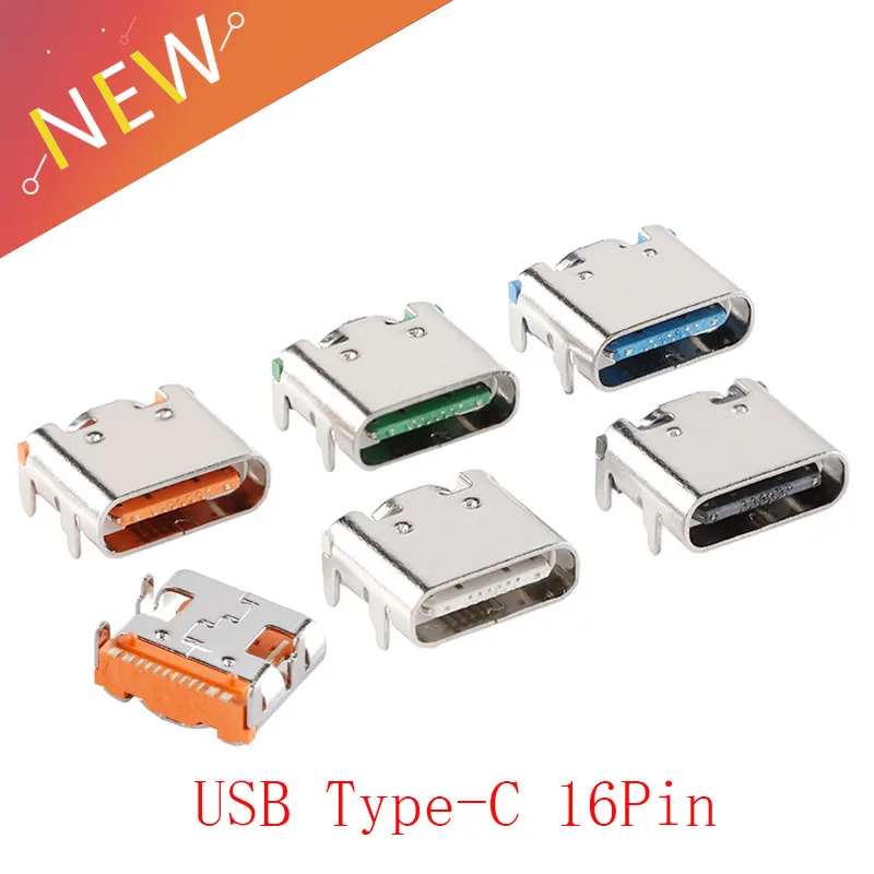 Разъем USB Type-C 16P Женский, 10 шт. | AliExpress