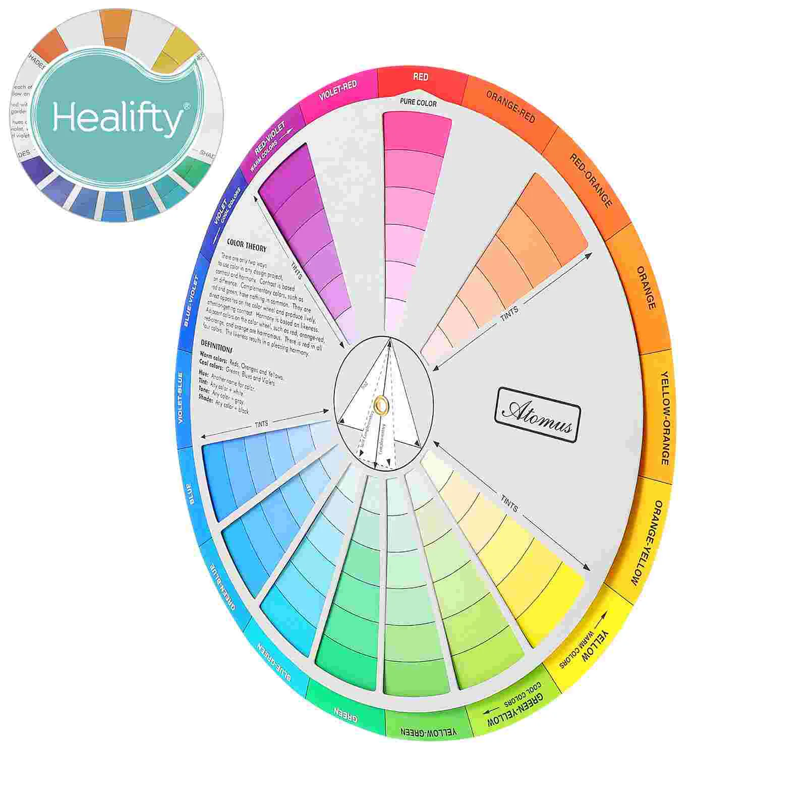 Gradient Color Wheel Mixing Chart Rotatable Glass Small Class Teaching ...