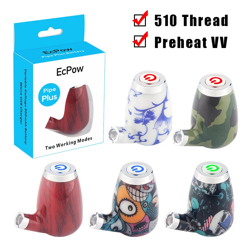 EcPow 900 mAh 510 Thread Variable Voltage Pipe Plus Vape Mod ...