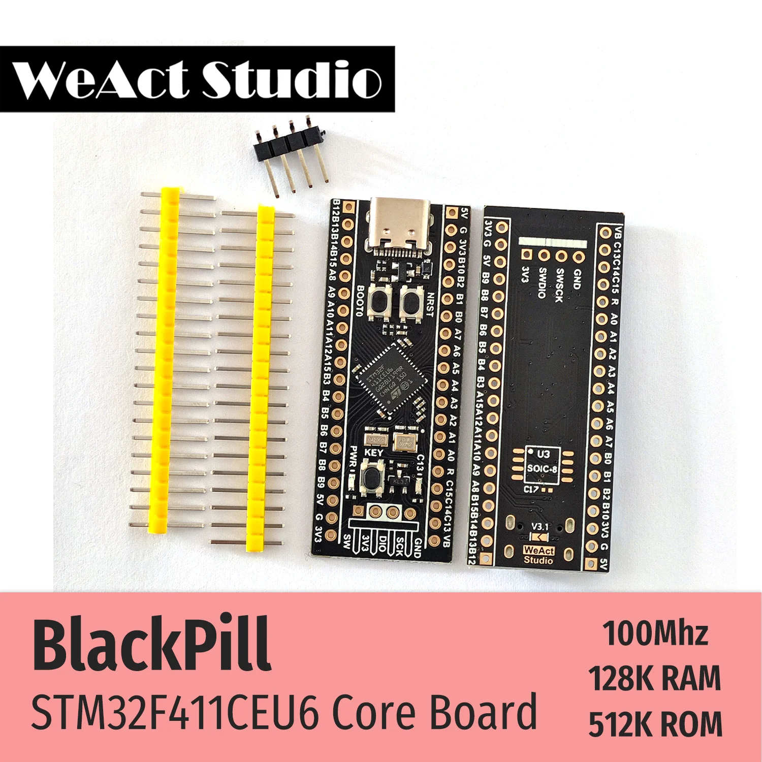 WeAct черная таблетка STM32F411CEU6 STM32F4 STM32, основной обучающий ...