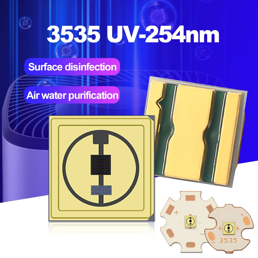 UVC светодиодный диод 3535 254 нм SMD излучающий чип 0,6 Вт УФ 250 нм ...