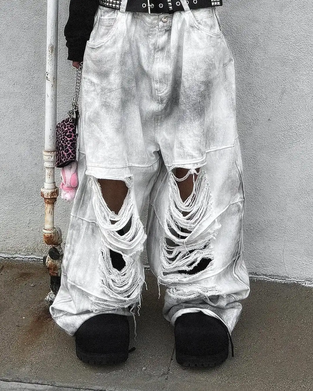 Мужские рваные джинсы High Street Niche Art | AliExpress