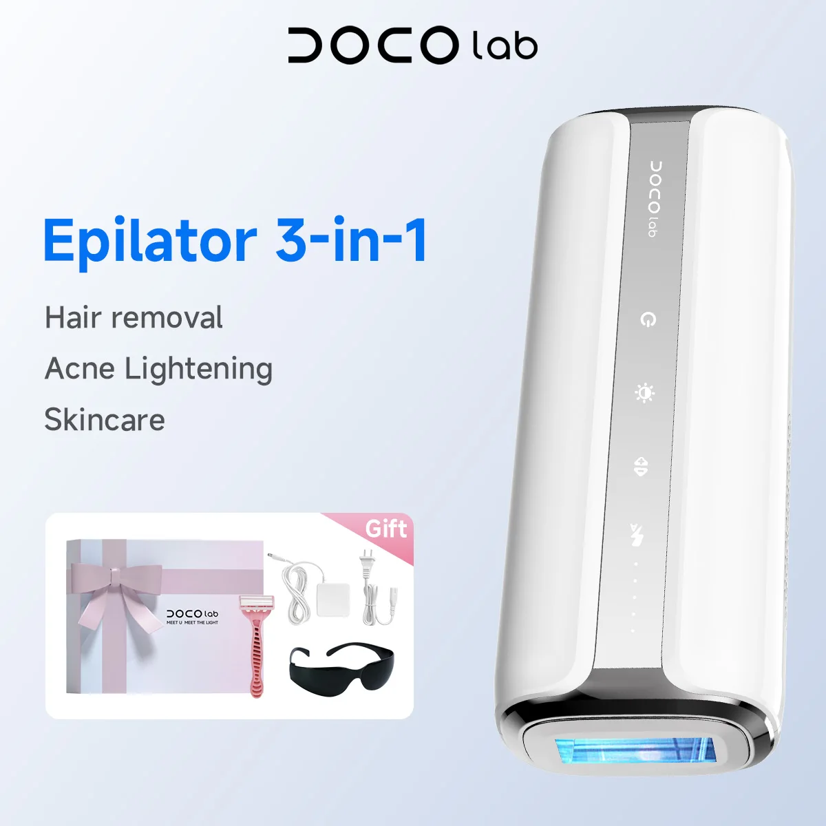 Лазерный IPL эпилятор DOCO, устройство для удаления волос 17,6 J, высокая энергия, постоянный ...