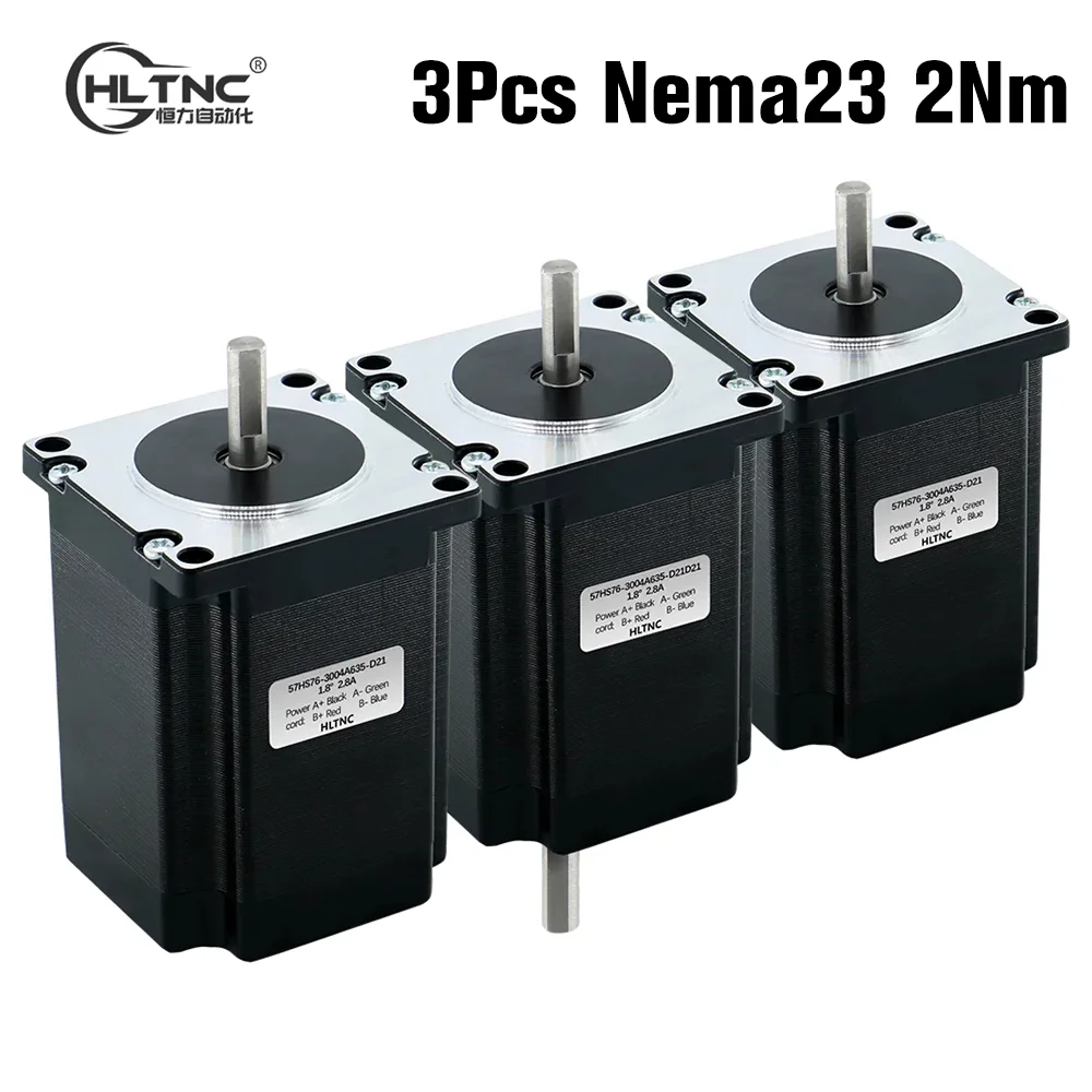 3 шт. 2-фазный шаговый двигатель Nema23 57 2Nm 270 унций 3A 76 мм 8 мм вал 57HS76 шаговый ...