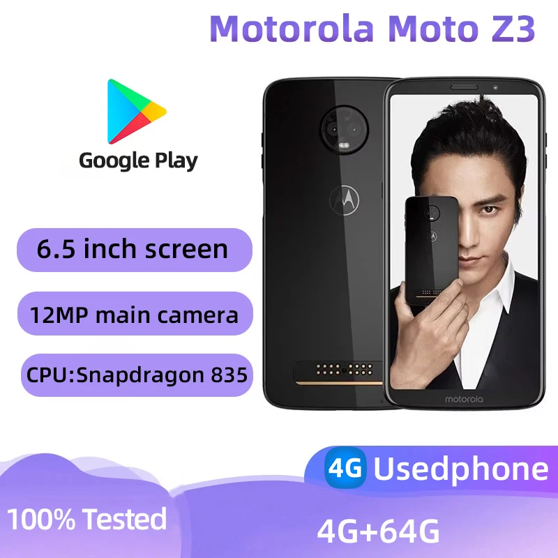Motorola Moto Z3 4g XT1929 Смартфон Процессор Snapdragon 835 6,5 дюймов Экран 3000 мАч 12 МП ...