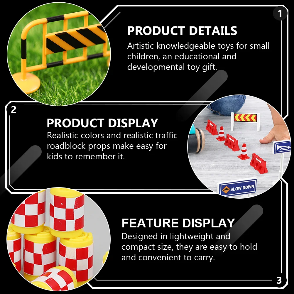 Traffic Signs Road Cones Street Toy Mini Toys Playset Construction Play ...
