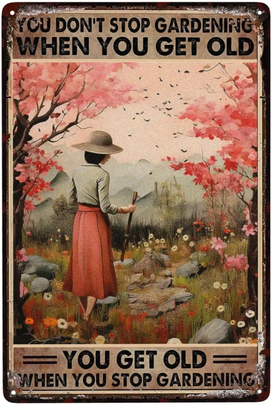 ZHIQUN Gardening Age Tin Sign - Retro Farm Wall Decor for Women ...