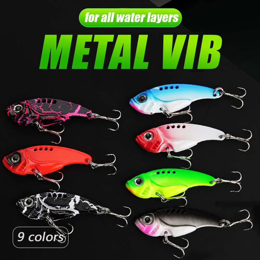โลหะ VIB ใบมีด7G 10G 15G ตกปลาการสั่นสะเทือน Spinner ช้อน4ระดับ Cast Sinking 3D HardBait treble ...