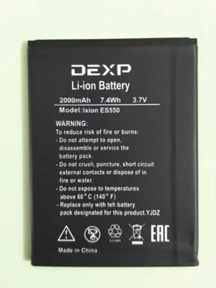 Новый 100% аккумулятор Ixion ES550 для мобильного телефона DEXP Ixion ES550 3,7 В 2000 мАч ...