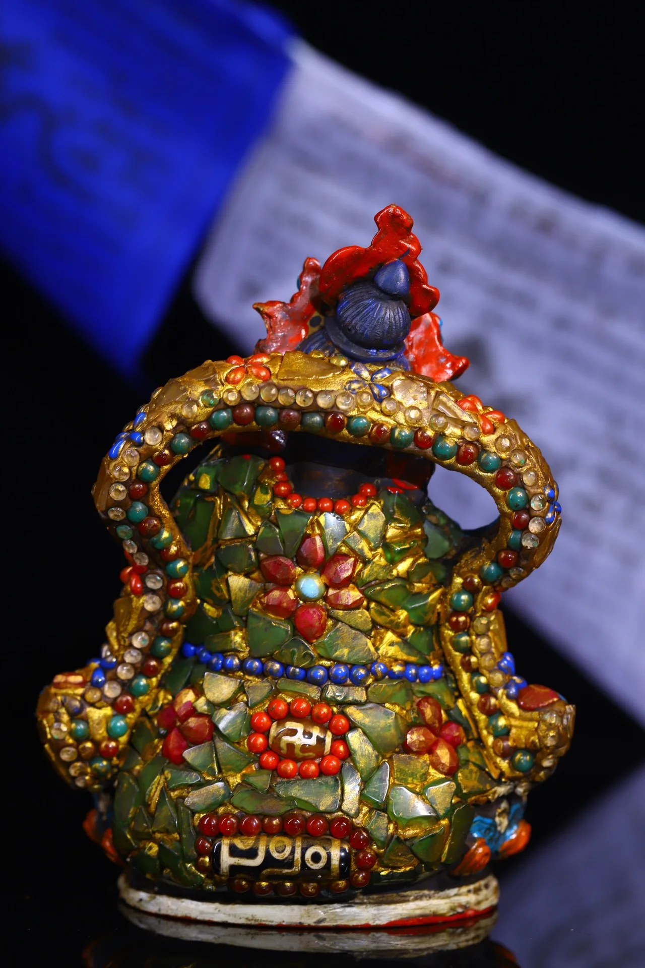 7" Tibetan Temple Collection Old yak bone Tessellation Gem Dzi Beads ...