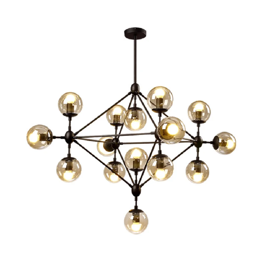 Modern Led Molecular Chandelier Bubble Smoky Glass Ball Lighting ...