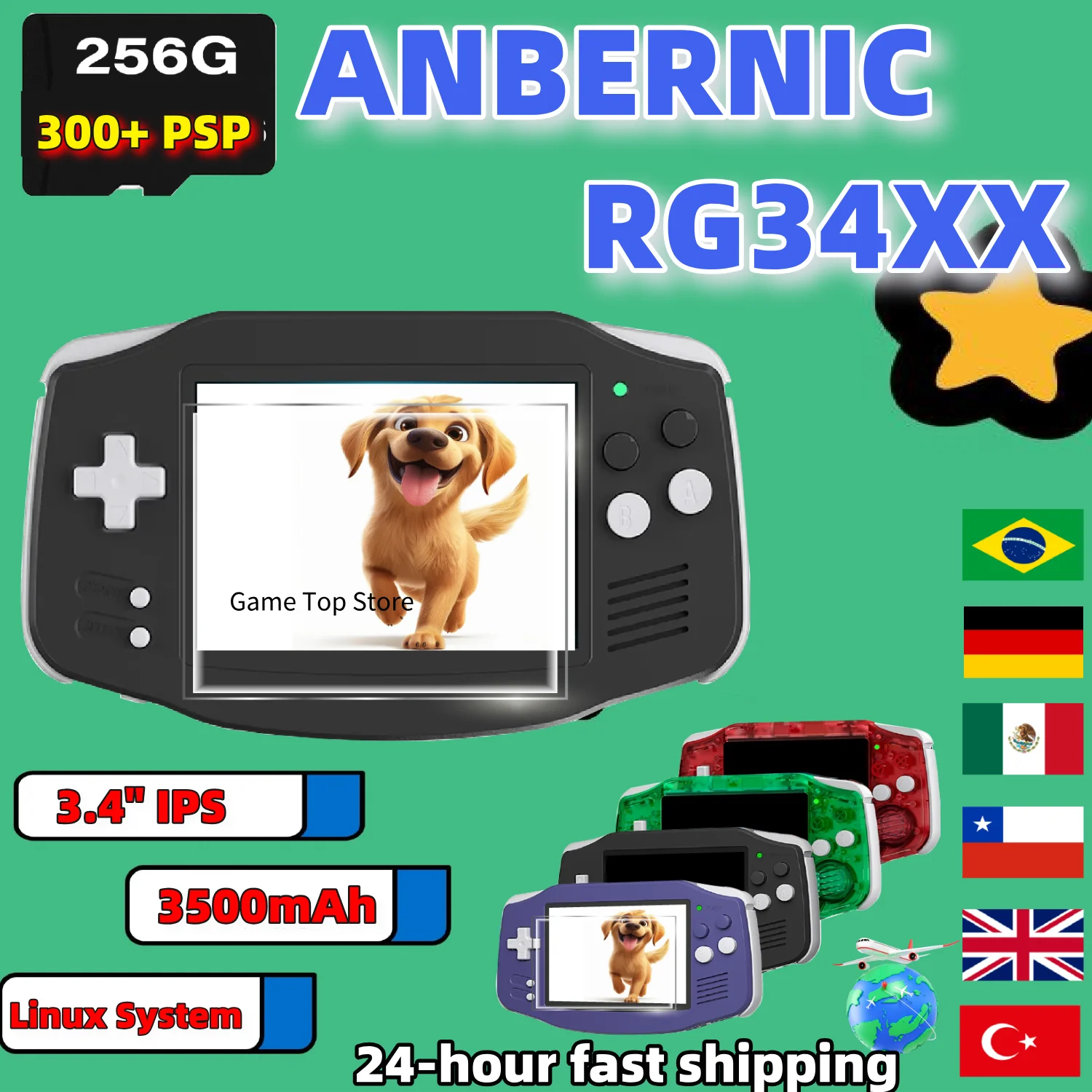 Портативная игровая консоль ANBERNIC RG34XX Linux, 64 бит, 3500 мАч ...