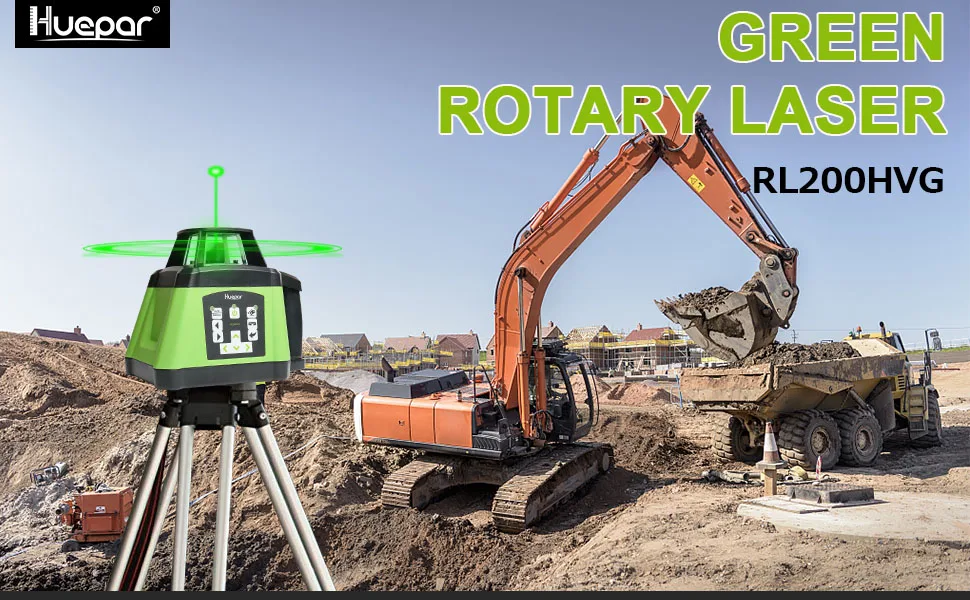 Huepar RL200HVG Green Rotating Beam Horizontal Vertical Line Up Down Dots Electronic Self Leveling Rotary Laser Level Kit AliExpress