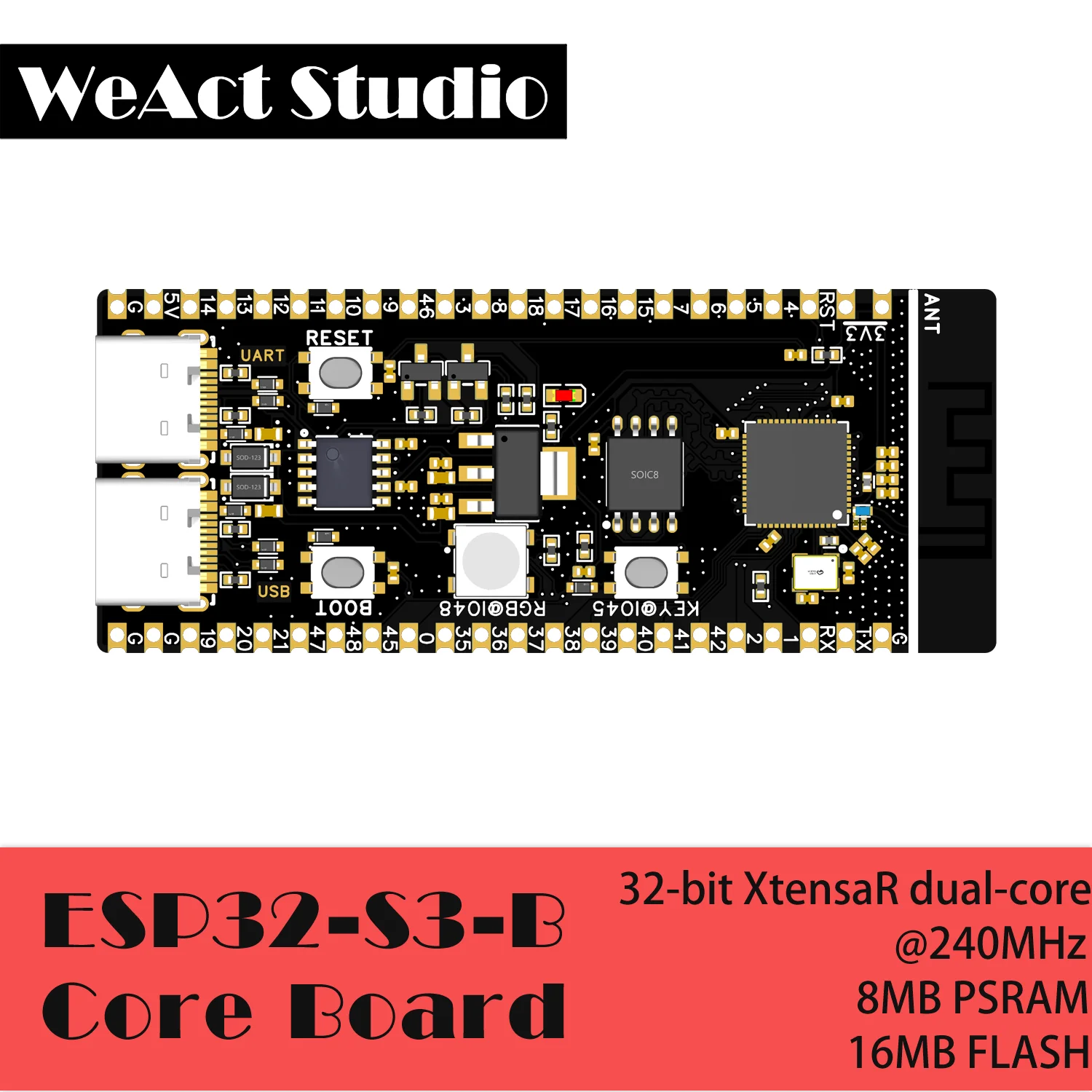 WeAct Studio ESP32S3-B-N16R8 WiFi Bluetooth модуль Micropython | AliExpress