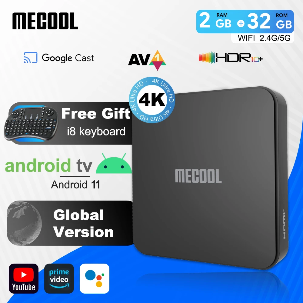 MECOOL Android 11 TV Box KM7 SE Google Сертифицированный с 2G + 32G S905Y4 BT5.1 WiFi 2,4G и 5G ...