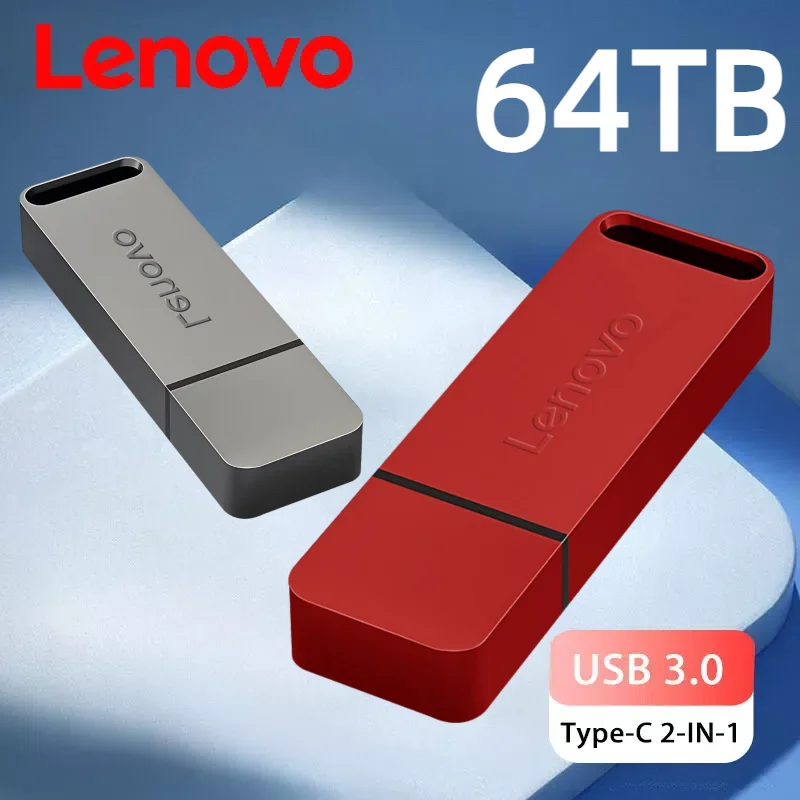 Оригинальный USB-накопитель Lenovo 64 ТБ, 2 ТБ, USB 3.0, металлический, высокоскоростной ...