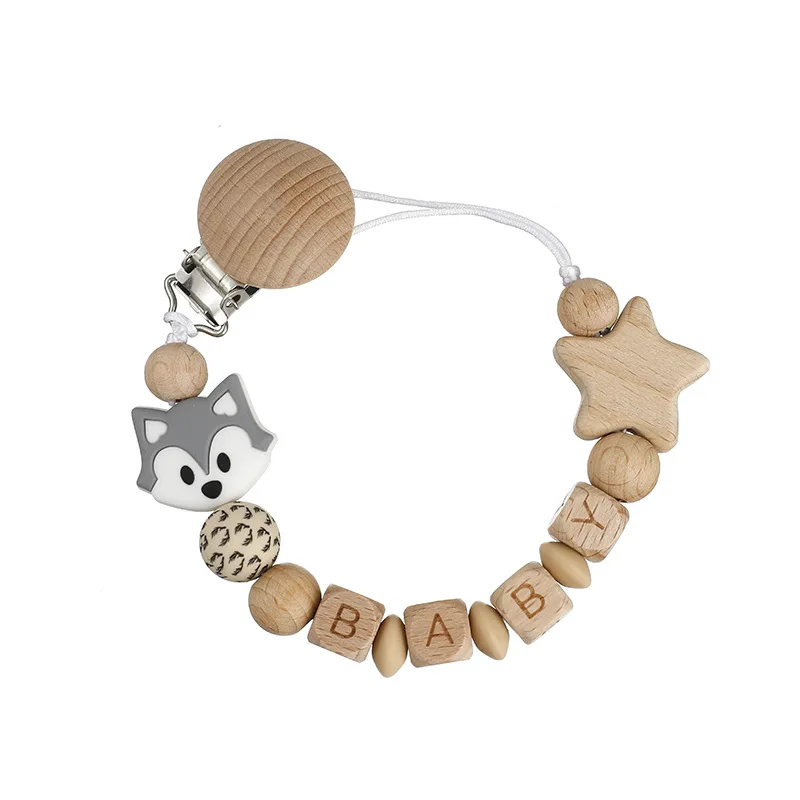 New Baby Beech Wood Clip Comfort Pacifier Chain Baby Pacifier Anti Drop ...