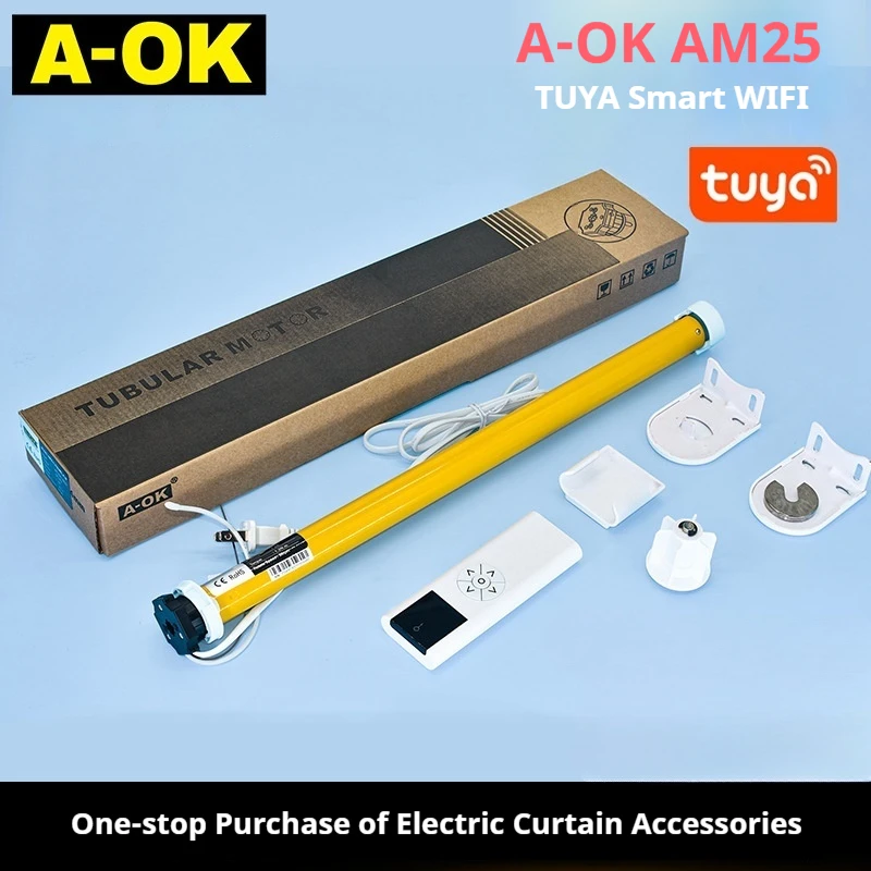 A-OK AM25 Smart Curtain Моторизованный роликовый козырек Tuya APP ...