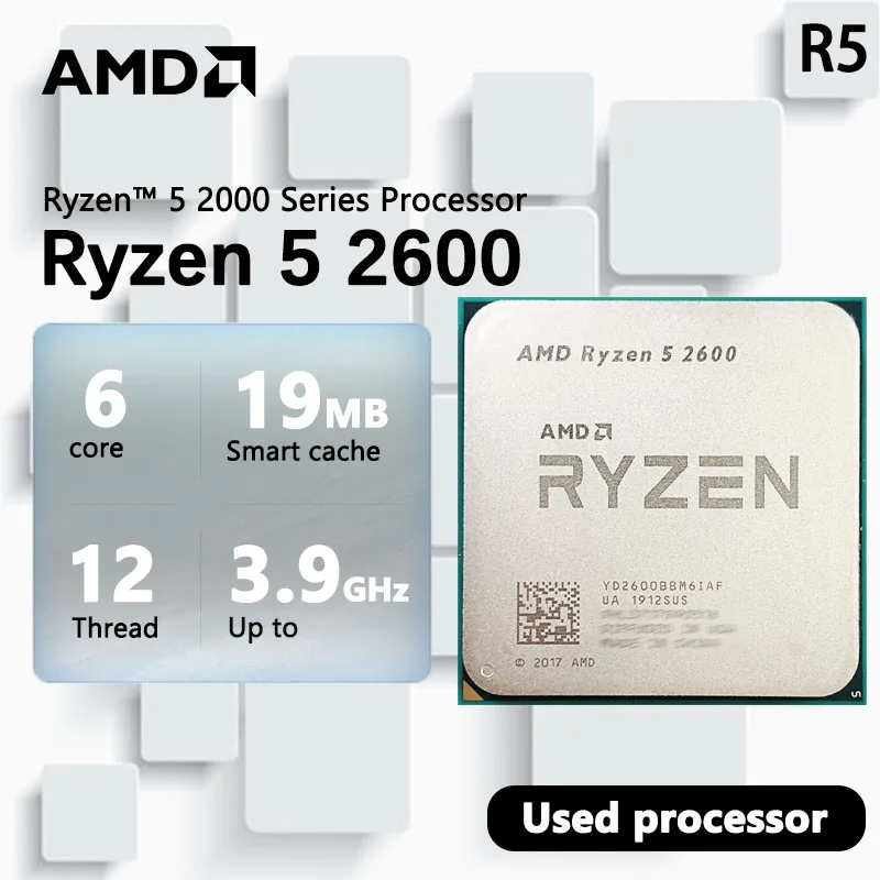 AMD б/у Ryzen 5 2600 R5 2600 3,4 ГГц игровой Zen + 0,012 65 Вт ...
