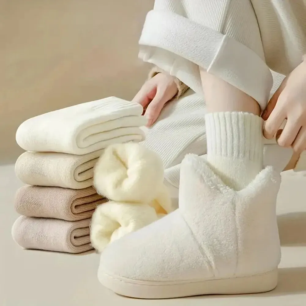 Женские шерстяные теплые носки 3 пары, однотонные осенне-зимние толстые ...