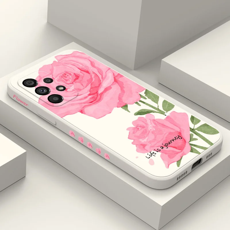 Beautiful Pink Rose Case For Samsung Galaxy A73 A53 A33 A23 A13 A03 A72 ...