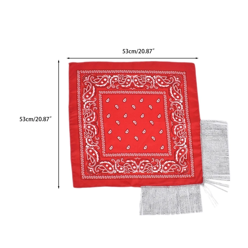 Rhinestone Fringe Bandana women Versatile Turban Headscarf Party Disco ...