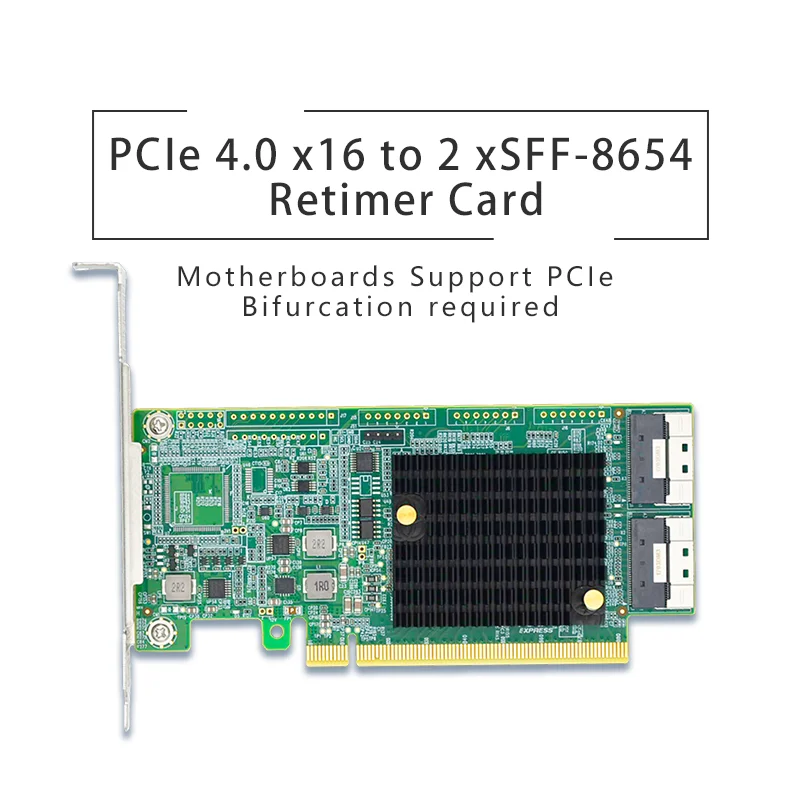 Адаптер Retimer PCI Express 4.0 x16 на два SlimSAS SFF-8654 8i-PE4165 ...