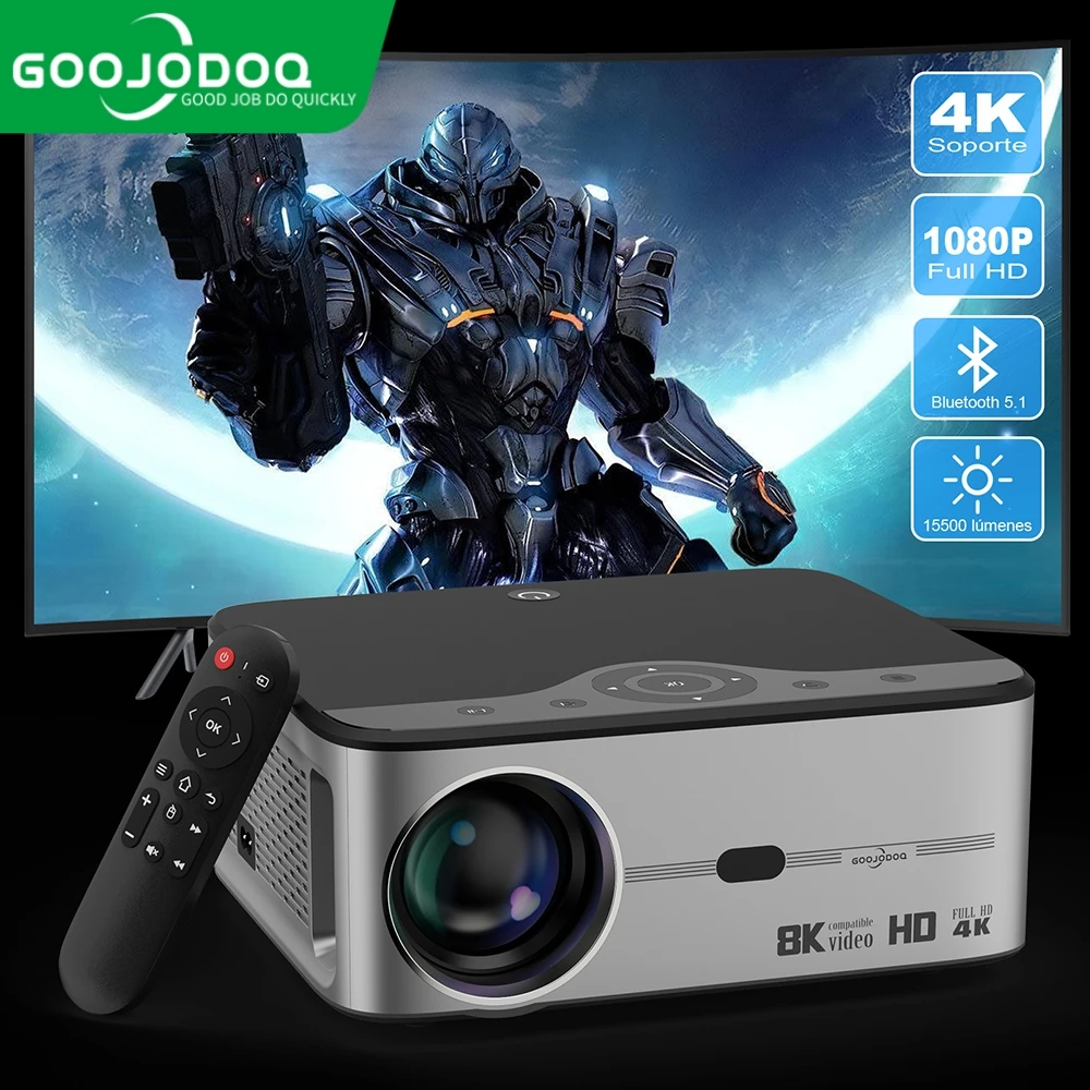 Проектор GOOJODOQ Full HD 1080P, 4K, 8K, 700ANSI, 15500 лм, Android, Wi ...