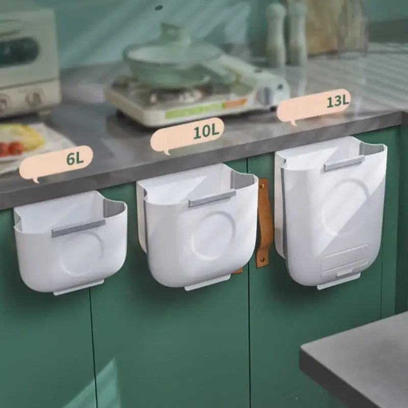 Foldable Trash Can For Kitchen Hanging Trash Bin Cabinet Door Wall ...