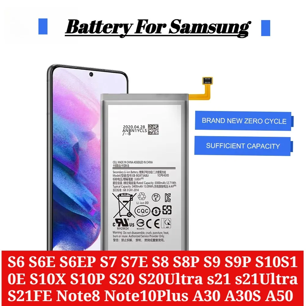 New Battery for Samsung Galaxy S10e S10 S9 S8 Plus Note 10 8 S10X S20 Ultra S21 FE S7 Edge S6 ...