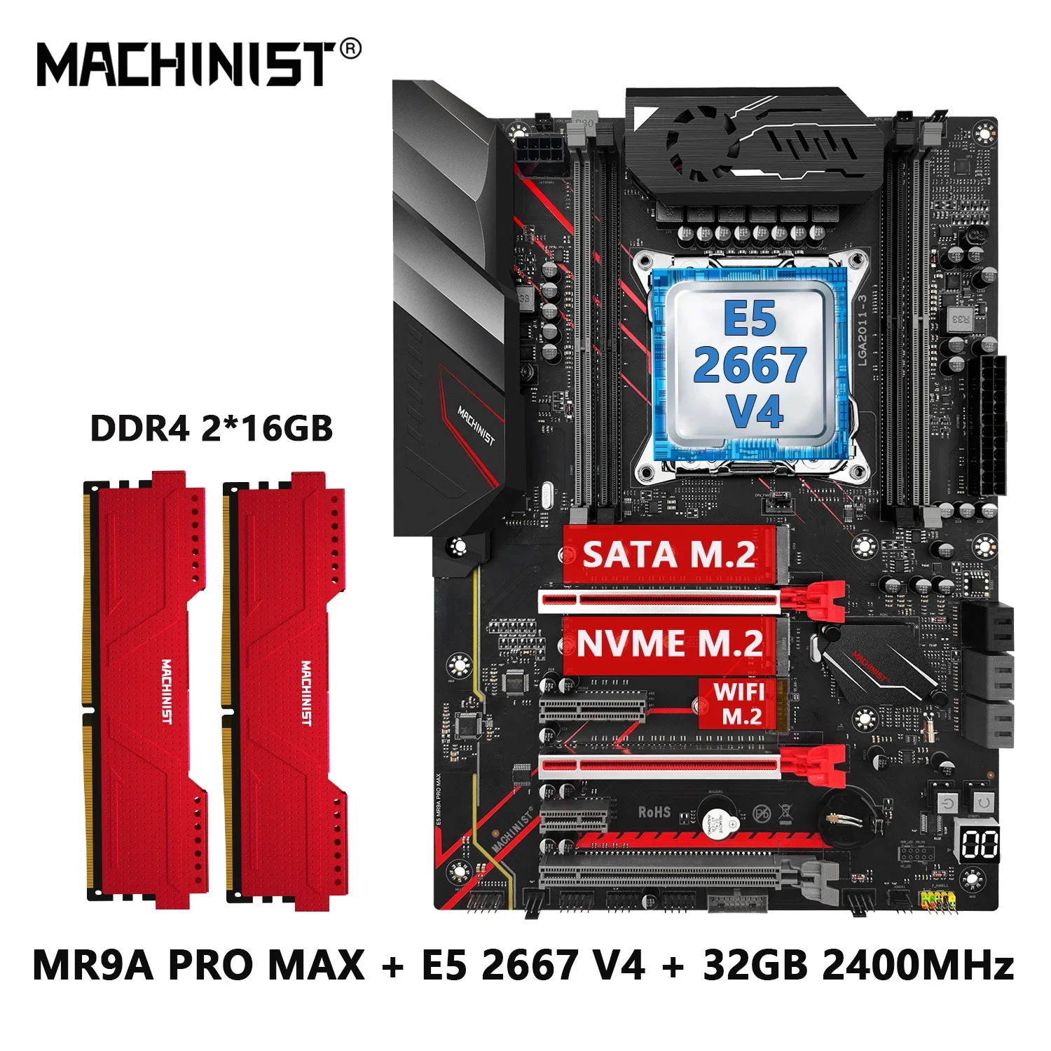 Материнская плата MACHINIST X99 LGA 2011-3 Set ECC 32GB DDR4 2400MHz ...
