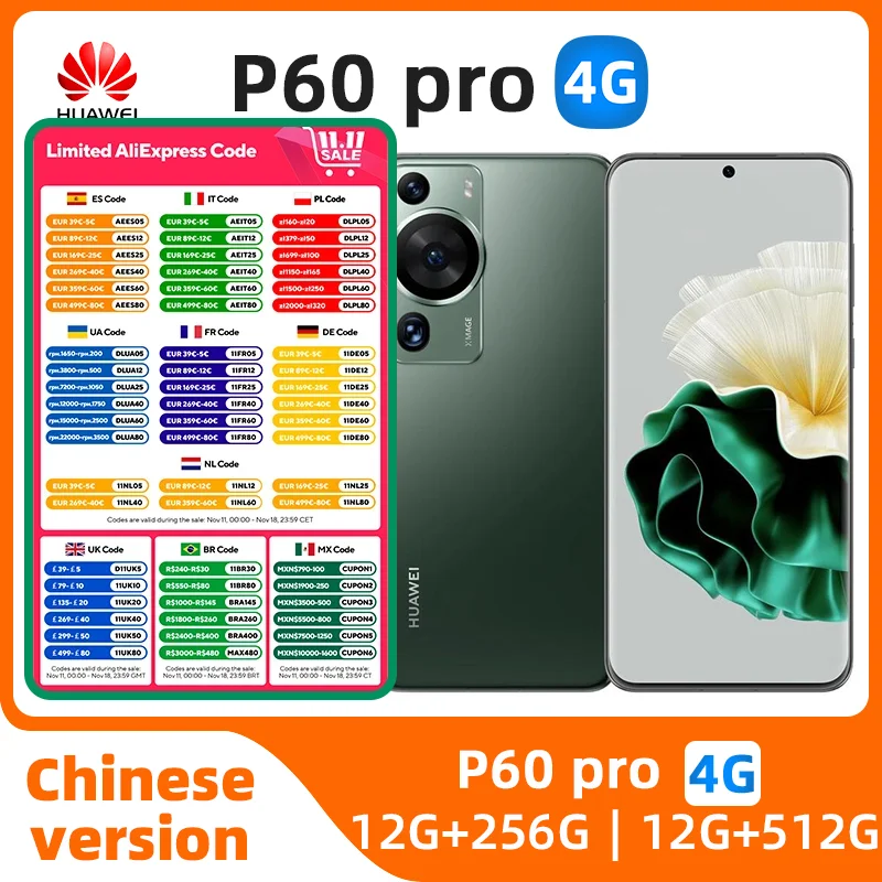 Оригинальный Huawei P60 Pro 4G 6,67 дюйма стеклянный экран Kunlun Snapdragon 8 + Gen 1 ...