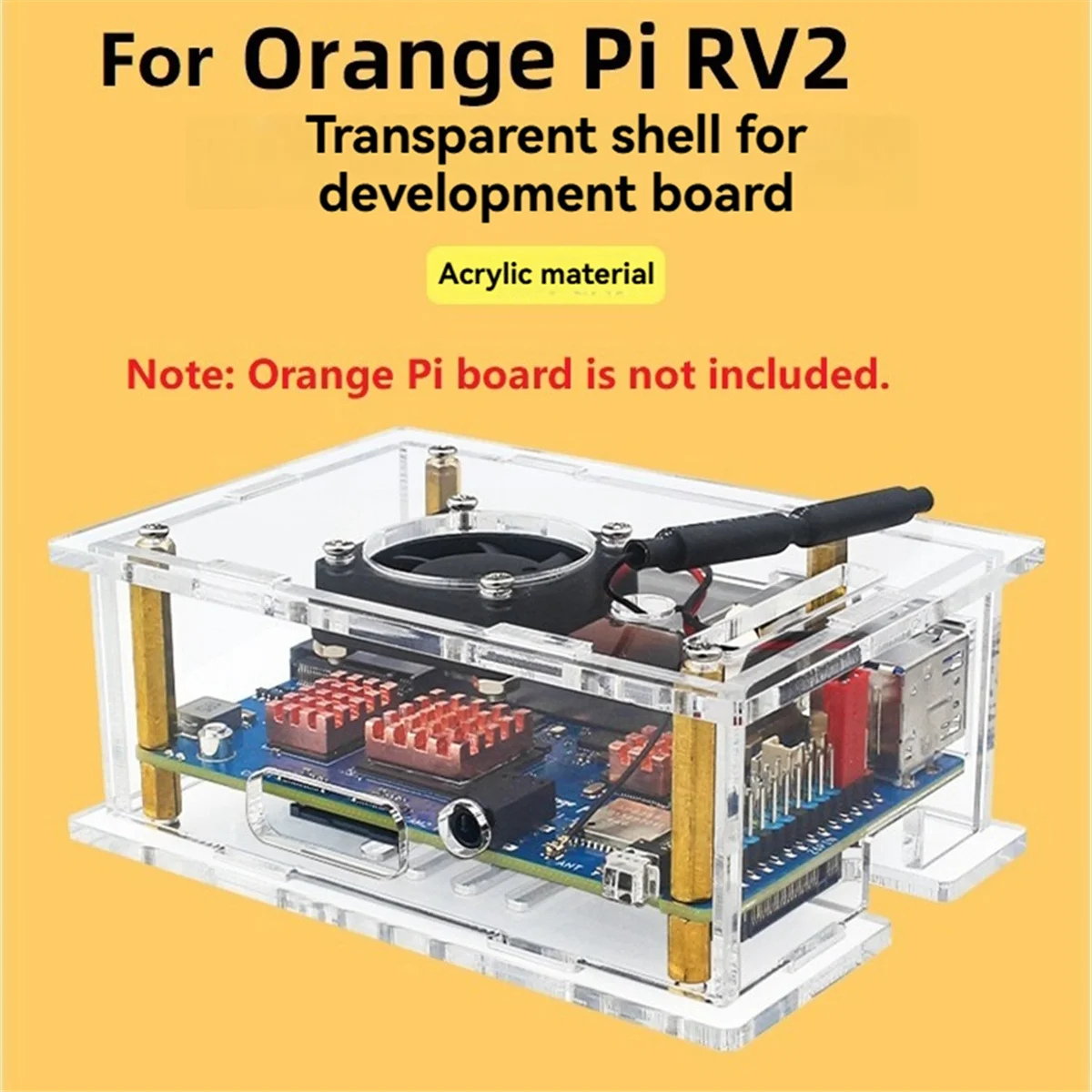 Оранжевый корпус Pi RV2 с прозрачным корпусом кулера с охлаждающим ...