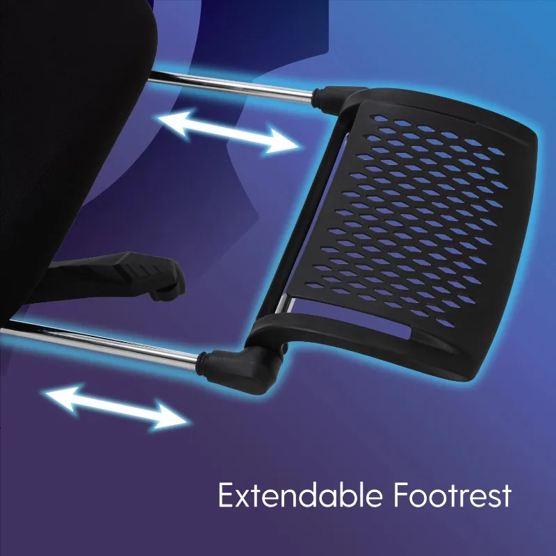 Gamer Gear Gaming Office Chair with Extendable Leg Rest, Black Fabric ...