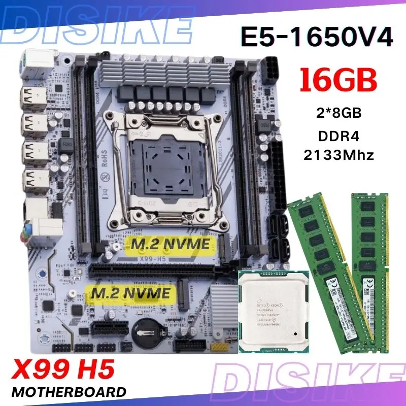 Материнская плата QIYIDA X99 Xeon E5 1650V4 DDR4 16 ГБ (2*8 ГБ) 2133 МГц PC4 REG ECC | AliExpress