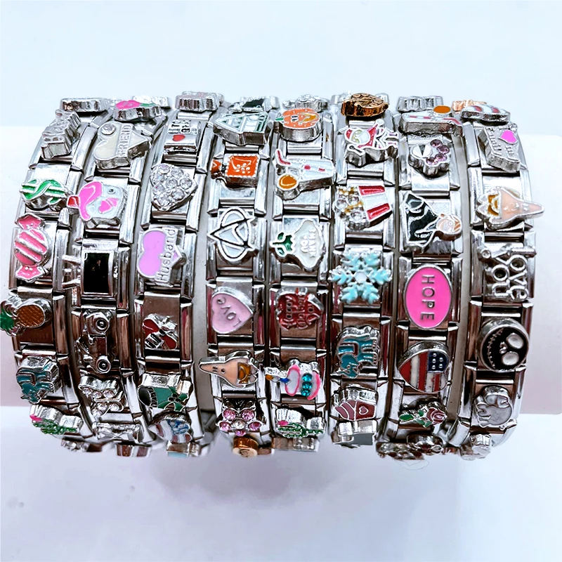 18 смешанных итальянских браслетов с шармами 9 мм для мужчин и женщин ...