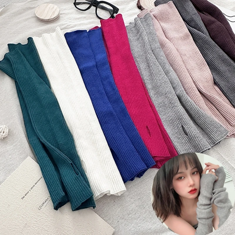 1 пара, перчатки унисекс, вязаные рваные нарукавники для мужчин и ...