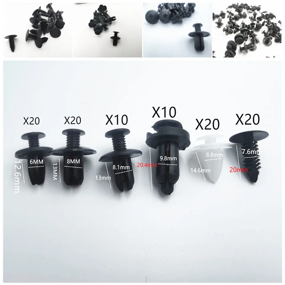 6 Size 100Pc Auto Fastener Clips Rivet Mixed Car Clips for Mini Cooper ...
