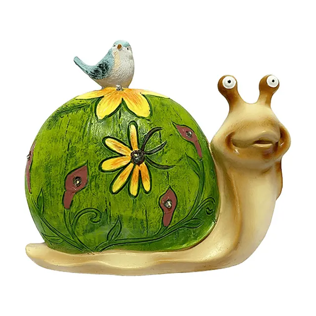 Solar Powered Snail Statue Ornaments Waterproof Simulation Snail ...