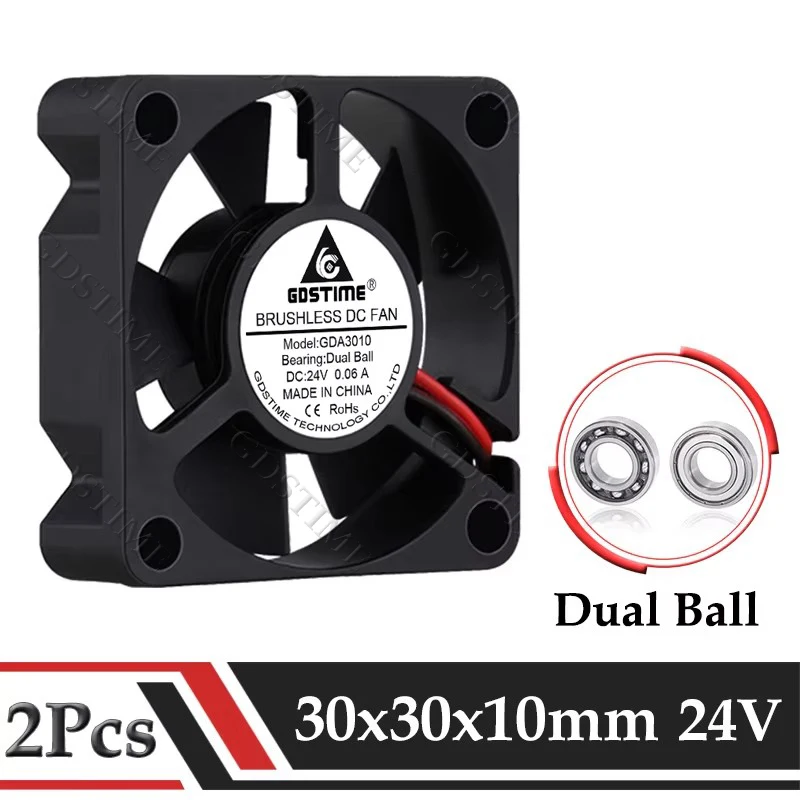 wentylator 2 szt. Gdstime DC 24 В, 30 мм x 10 мм, бесщеточный ...