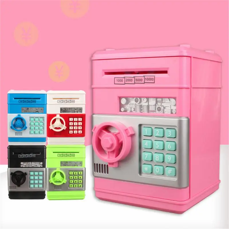 Electronic Piggy Bank Automatic Mini Safe Coins Cash Saving Money Box ...